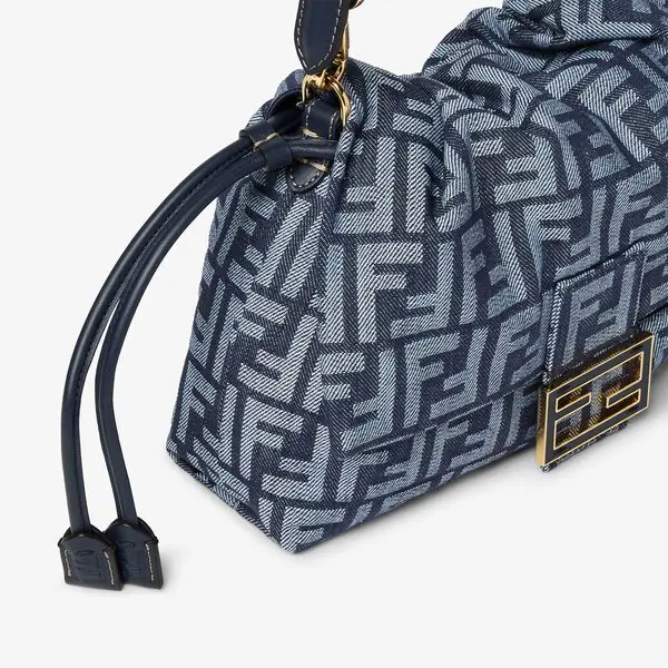 Fendi Baguette® Soft Medium Dark Blue Denim-effect Ff Jacquard Bag